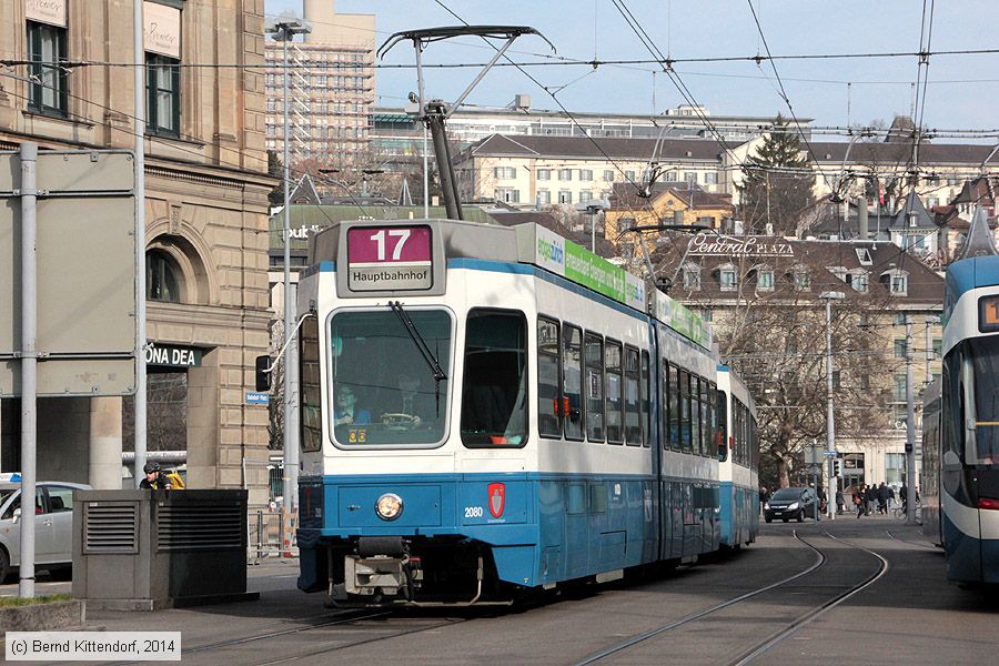 Schweiz – Straßenbahn - Zürich - Triebwagen 2080