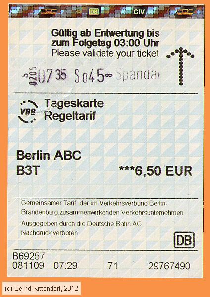 Deutschland – Eisenbahn - Fahrkarten - DB im VBB